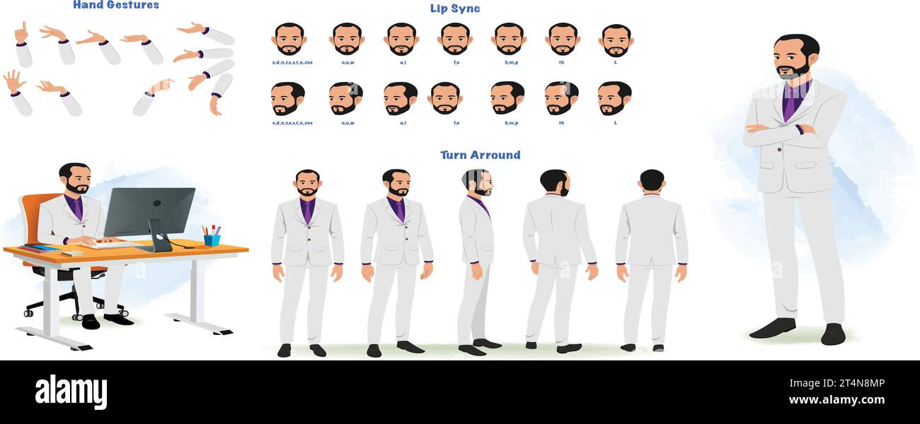 A business man character model sheet for animation. Woman character ...
