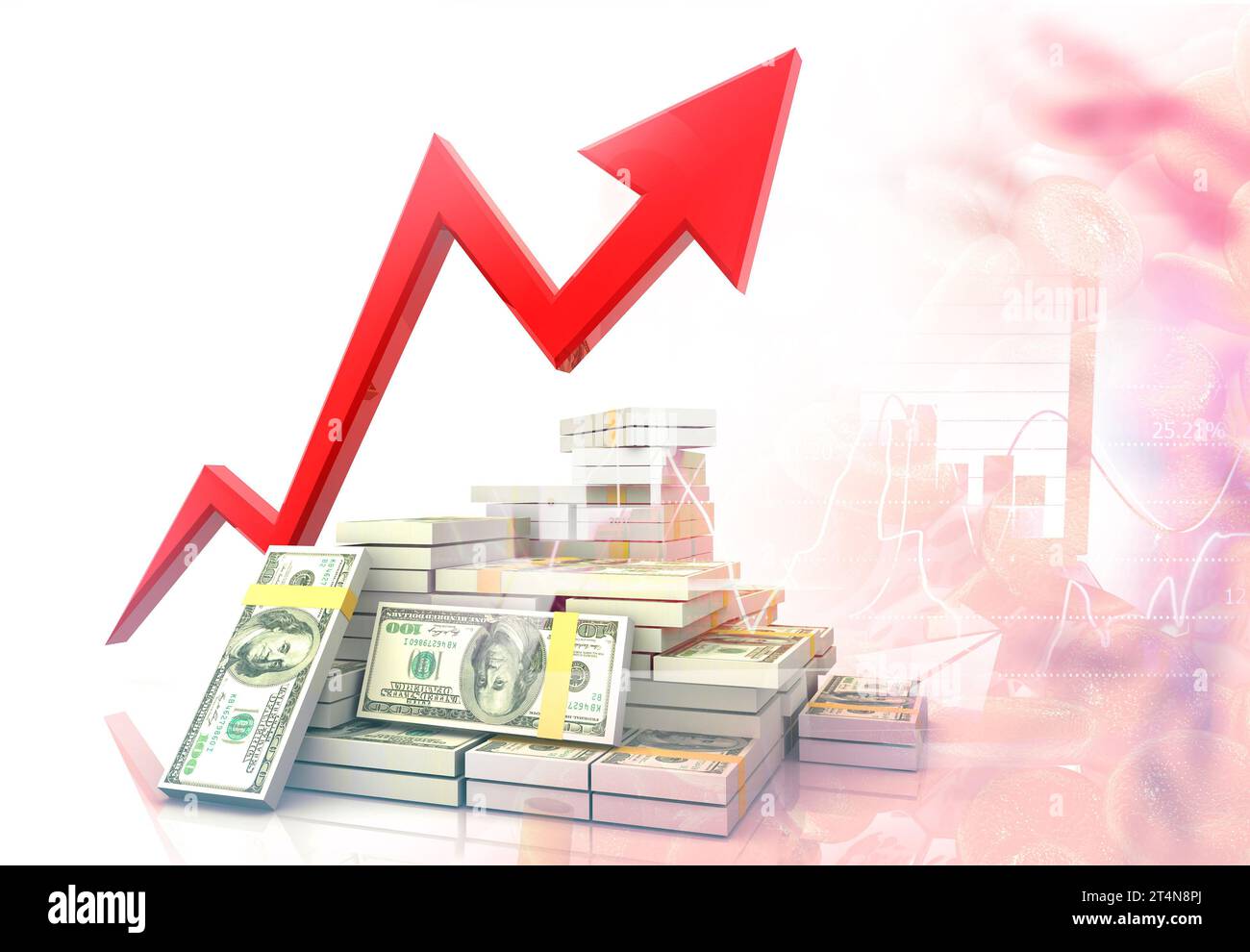 Digital graph chart of dollar growth. 3d illustration Stock Photo - Alamy