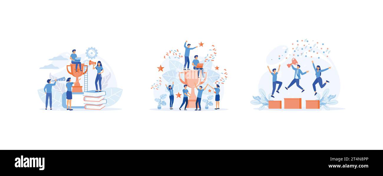 Success team concept, people celebrate success achievement, Employee ...