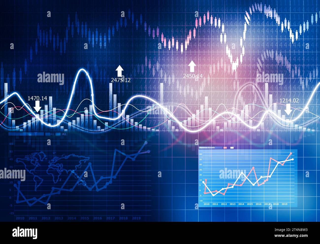 Digital graph chart of stock market and exchange. 3d illustration Stock ...