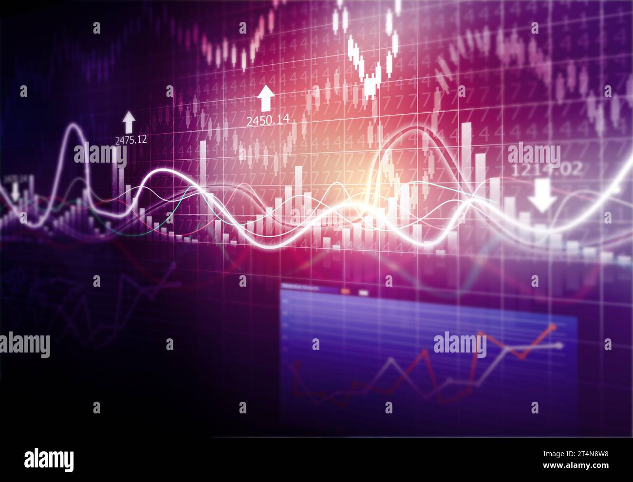 Digital graph chart of stock market and exchange. 3d illustration Stock ...