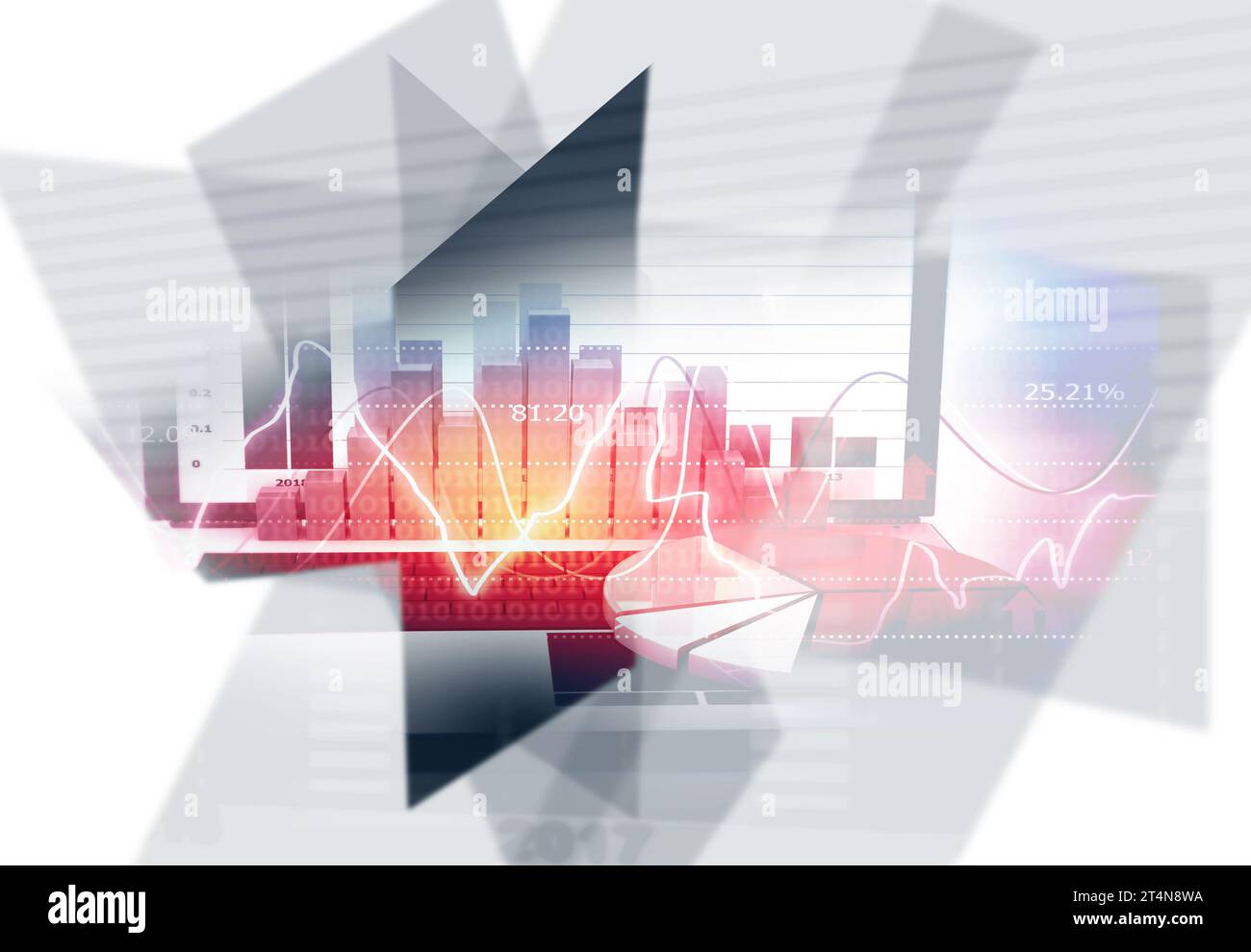 Digital graph chart of stock market and exchange. 3d illustration Stock ...