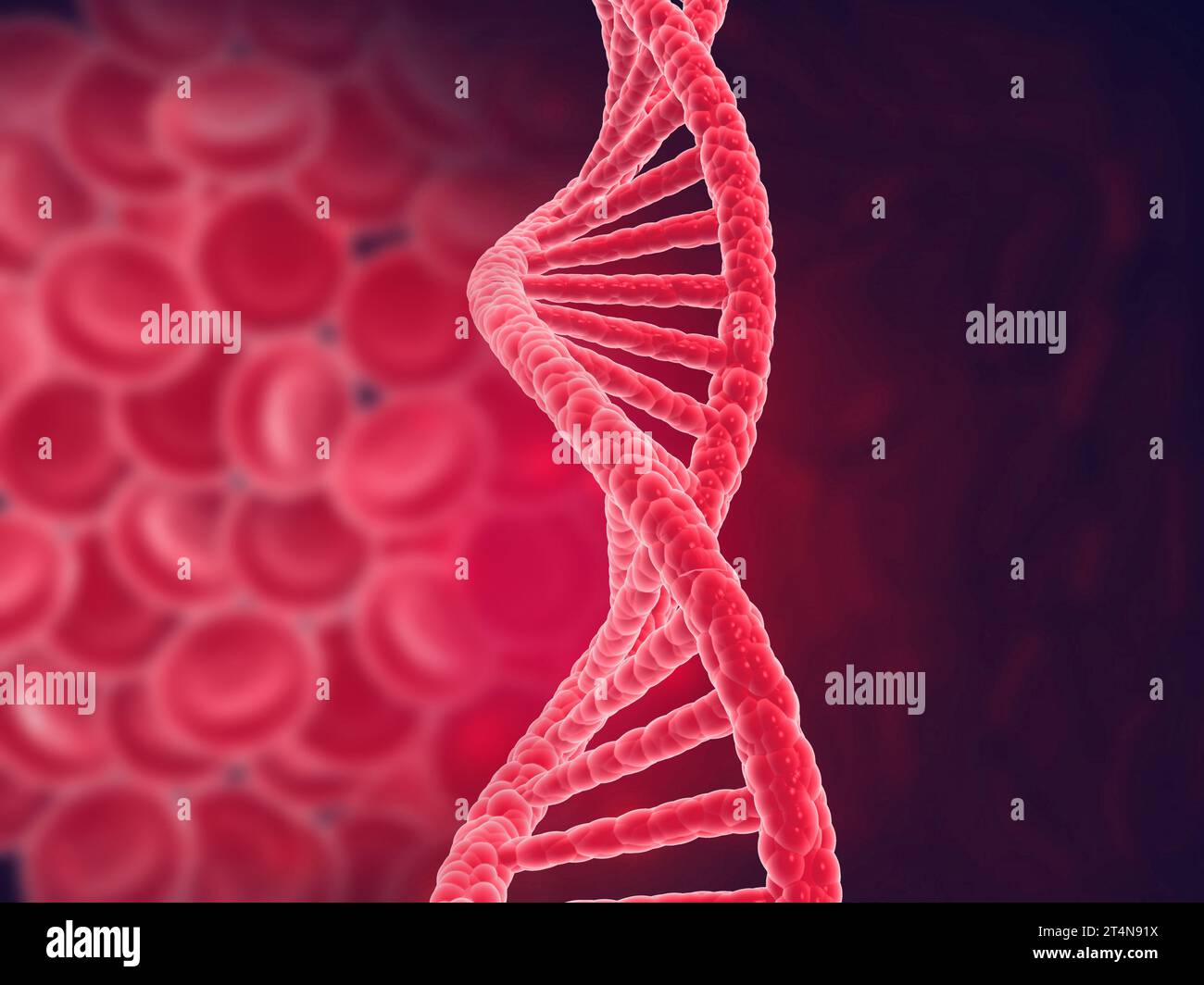 Dna and blood cells on dark background. 3d render Stock Photo - Alamy