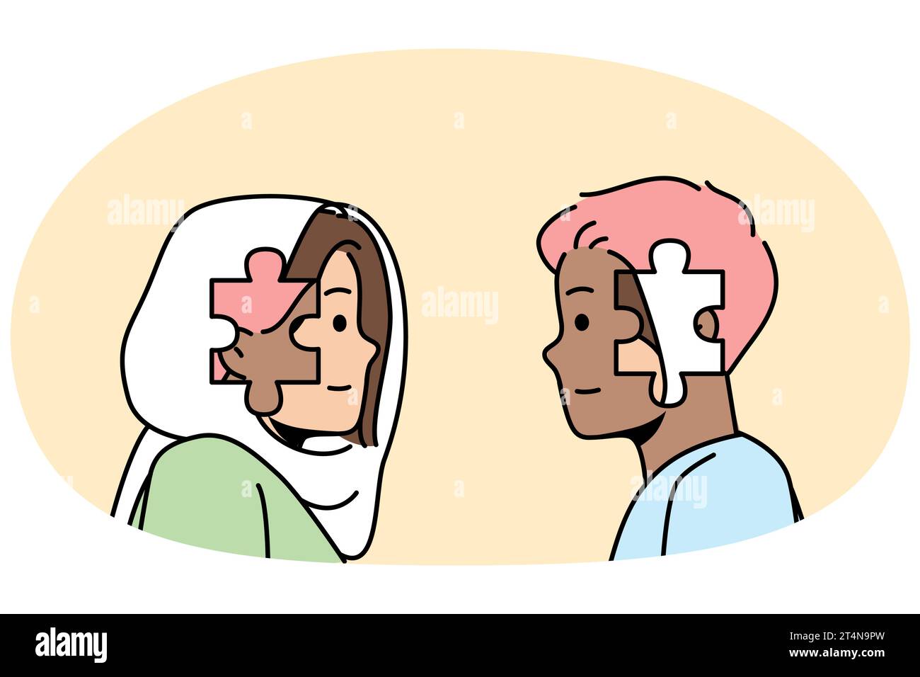 Multicultural woman, man trying to understand to each other ...