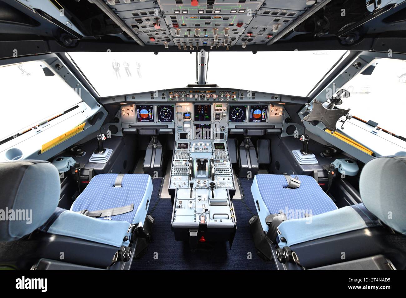 The cockpit of ANA's first A320neo aircraft (JA211A) unveiled at Haneda ...