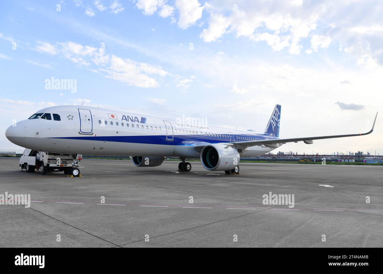 The first ANA's Airbus A321neo (JA131A) arrived at Haneda. It is ...