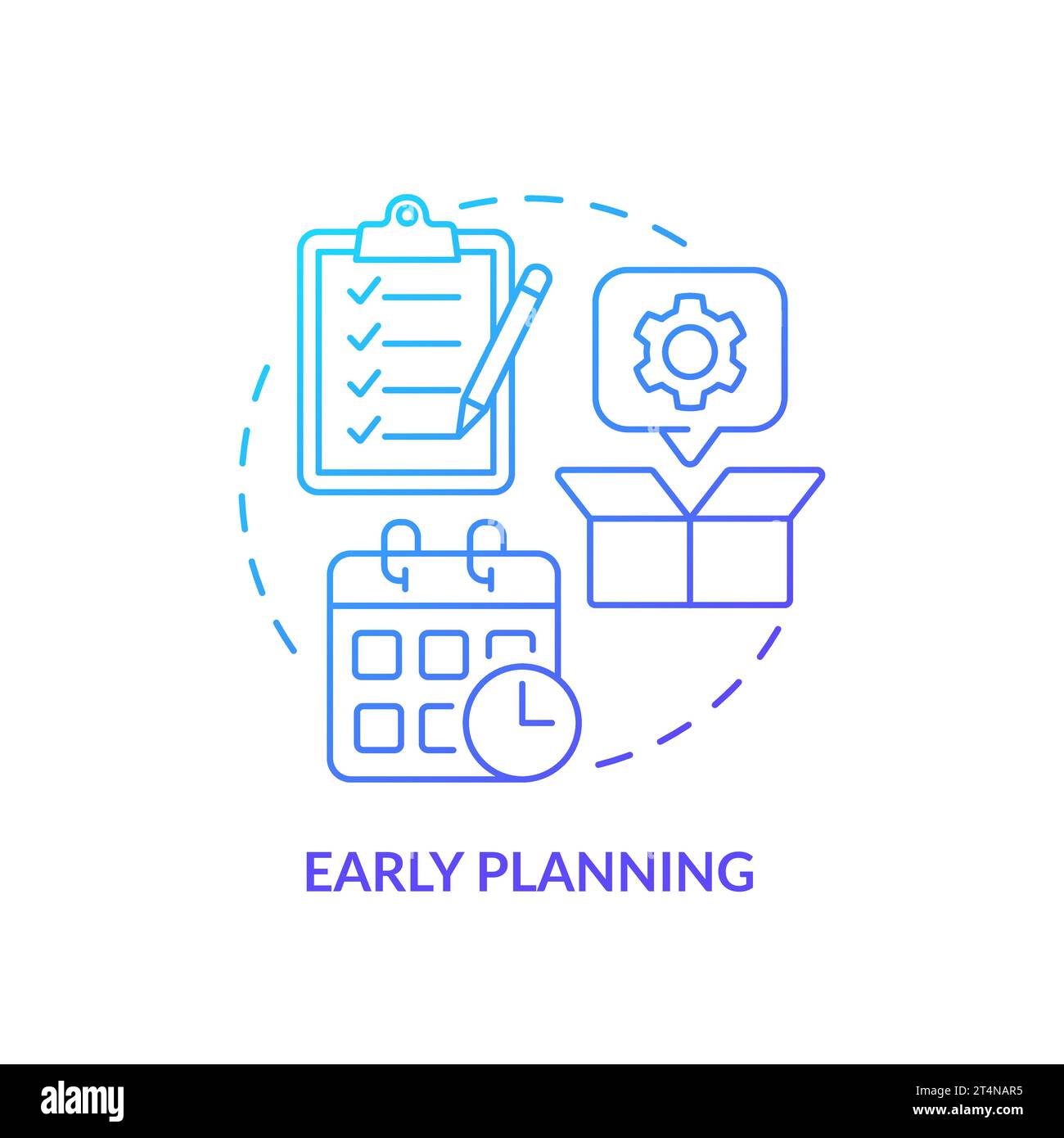 2D simple thin linear early planning gradient icon Stock Vector Image ...
