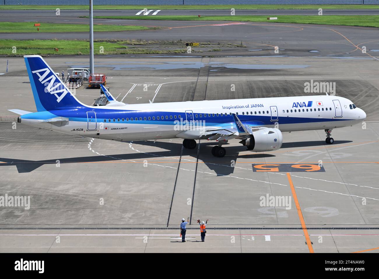ANA's Airbus A321neo (JA150A) departing from Haneda. It is powered by ...