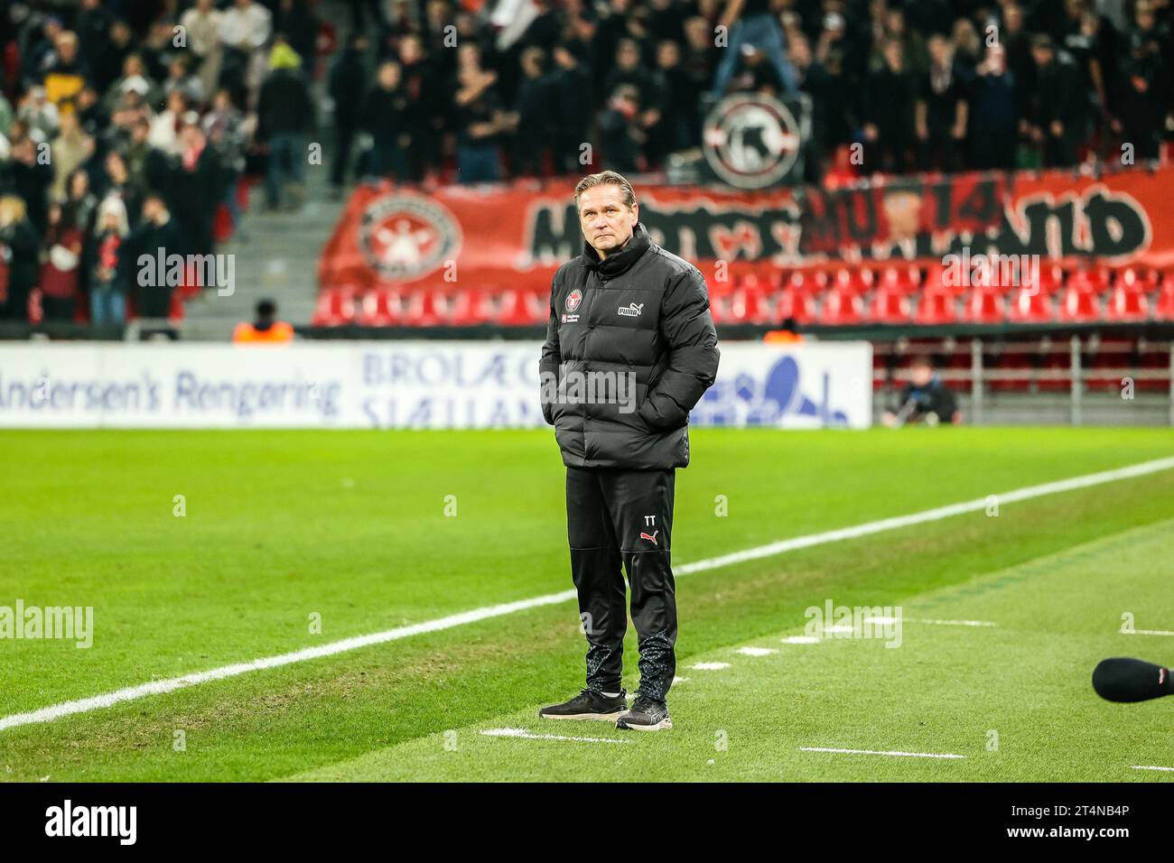 Copenhagen, Denmark. 31st Oct, 2023. Head coach Thomas Thomasberg of FC Midtjylland seen during ...
