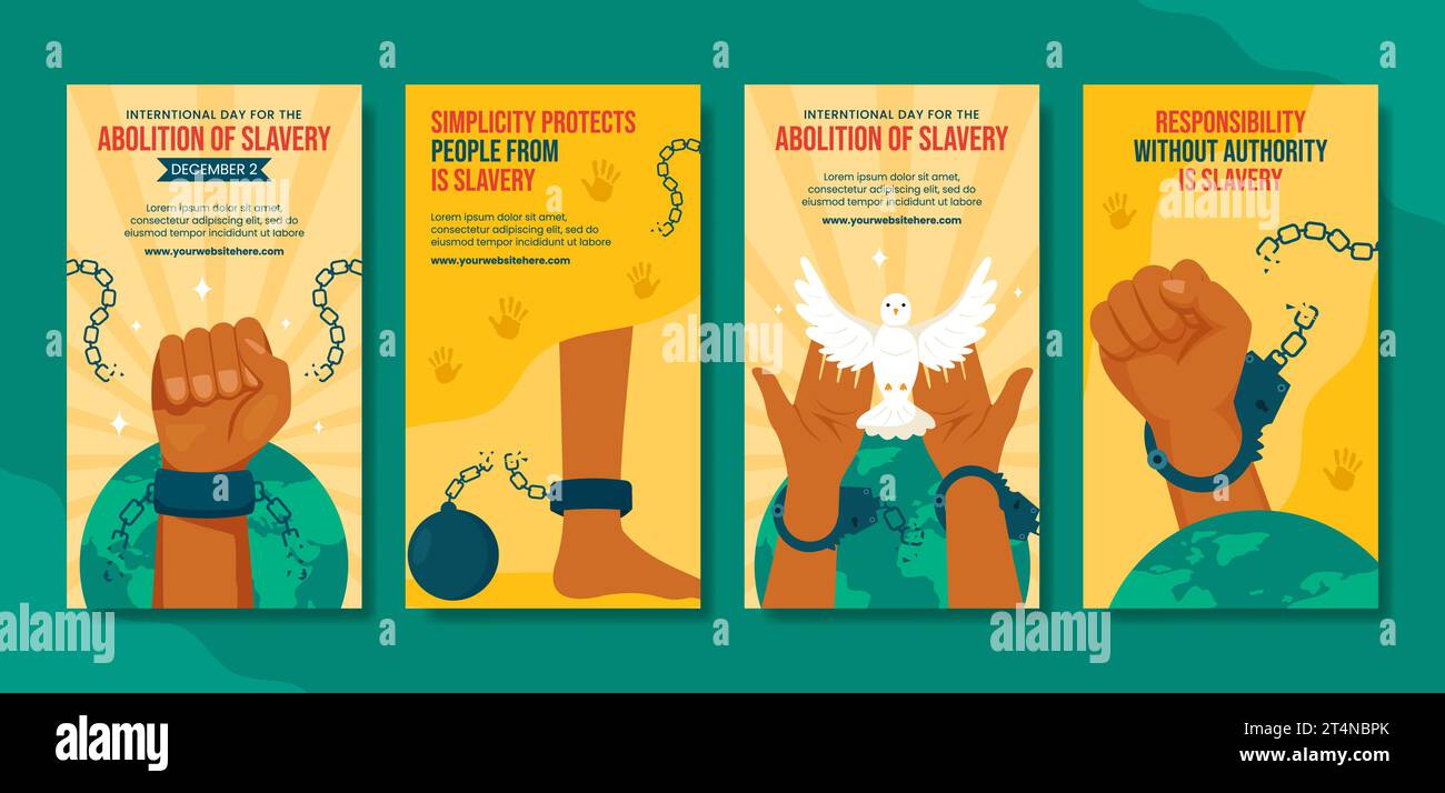 Abolition of Slavery Social Media Stories Flat Cartoon Hand Drawn ...