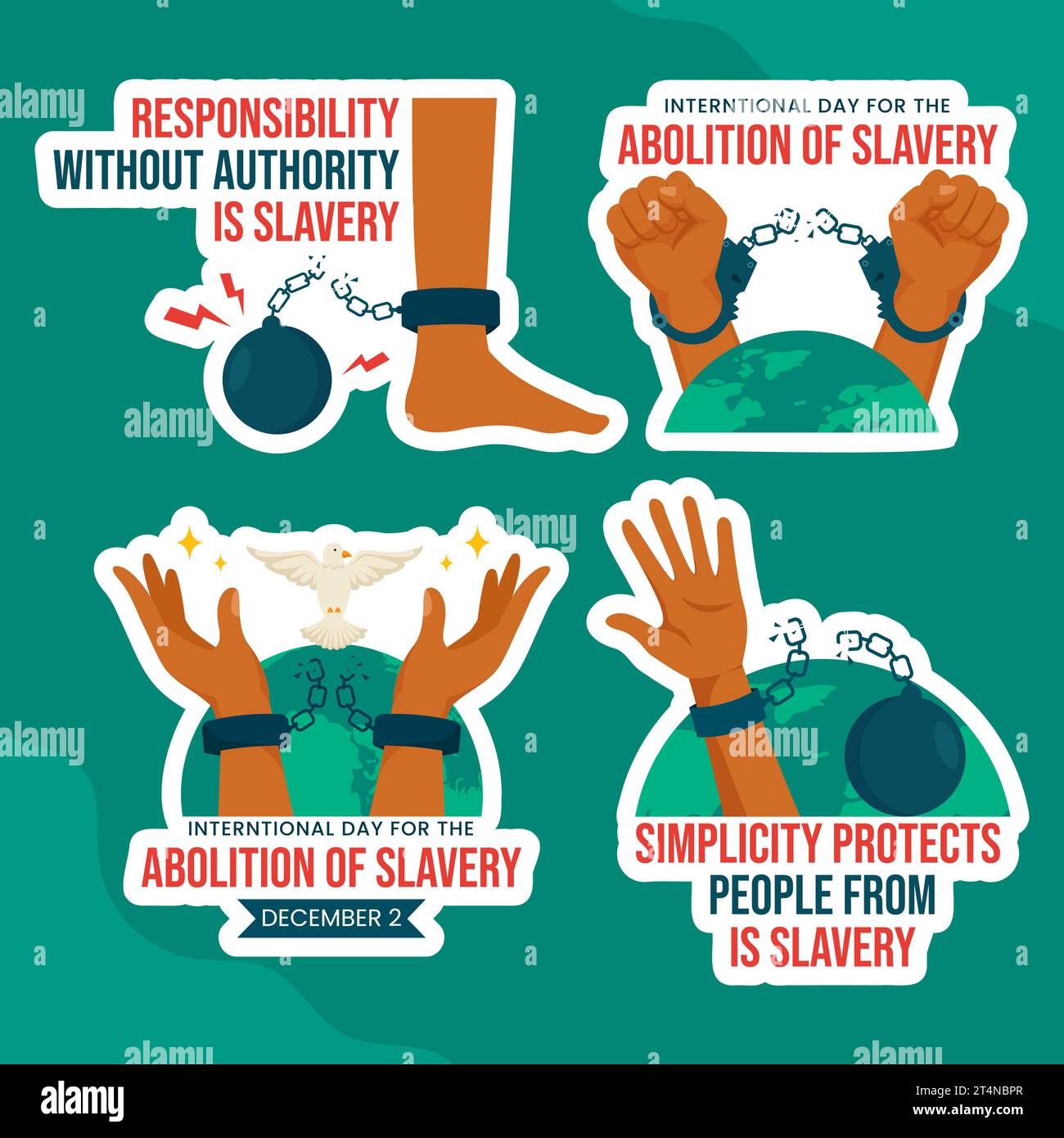 Abolition of Slavery Label Flat Cartoon Hand Drawn Templates Background ...