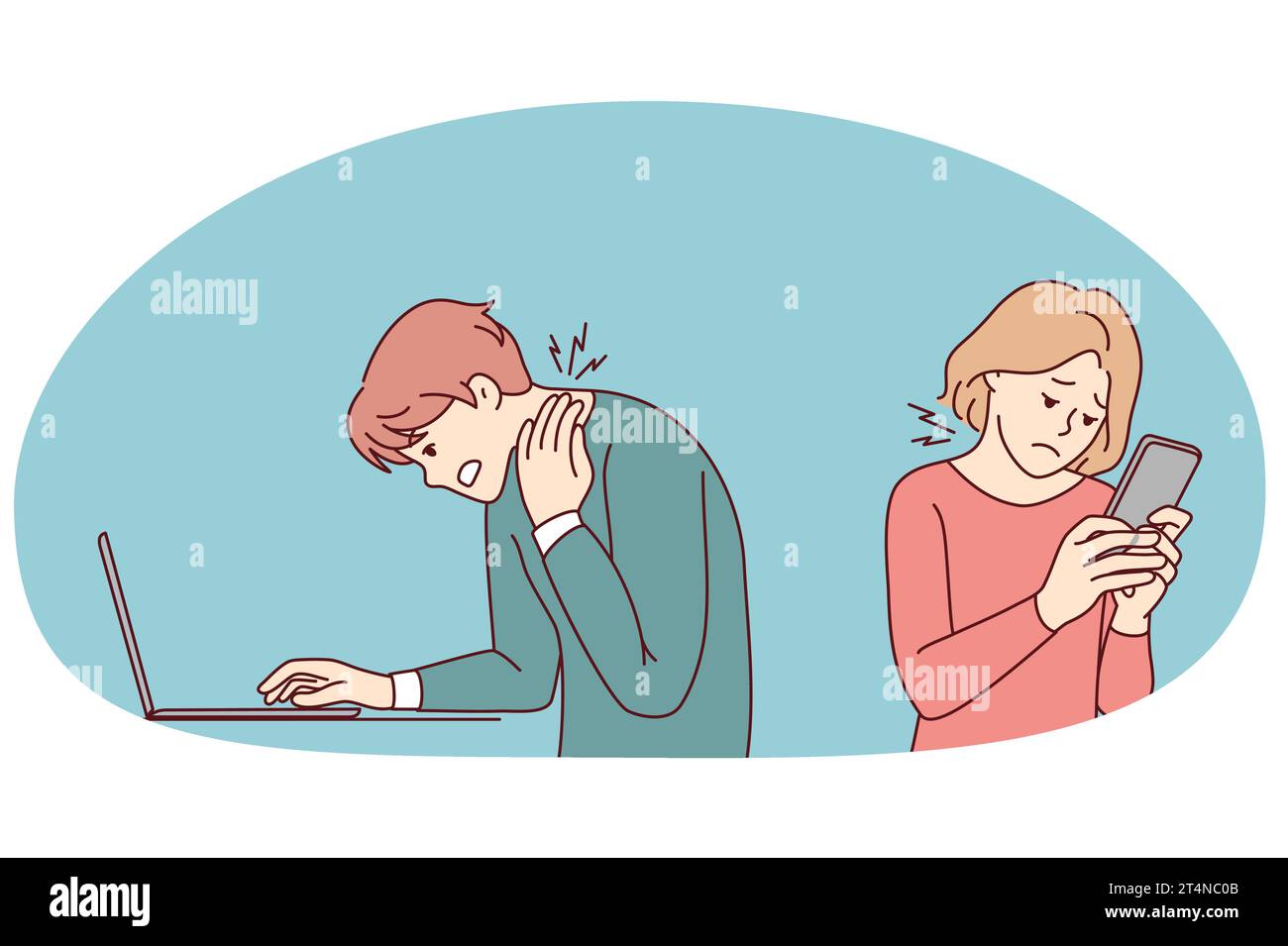 People working on gadgets suffer from neck problems. Users addicted ...