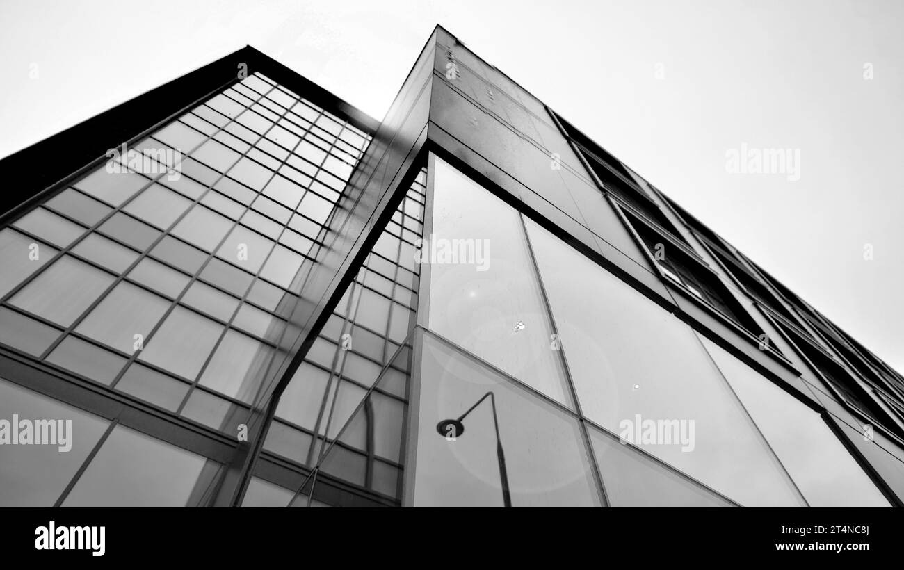 Abstract Reflection Of Modern City Glass Facades Modern Office Building Detail Glass Surface