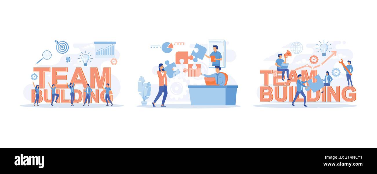 People working together. joint teamwork, business team building symbol ...