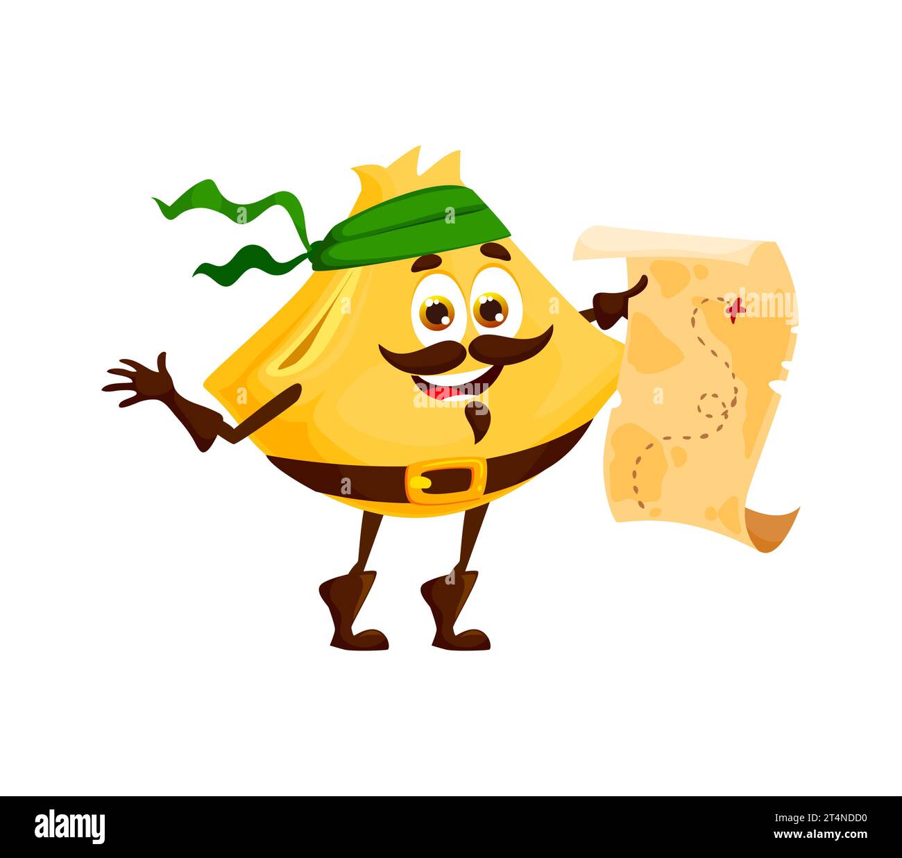 Cartoon italian pasta pirate or corsair character with map, vector ...