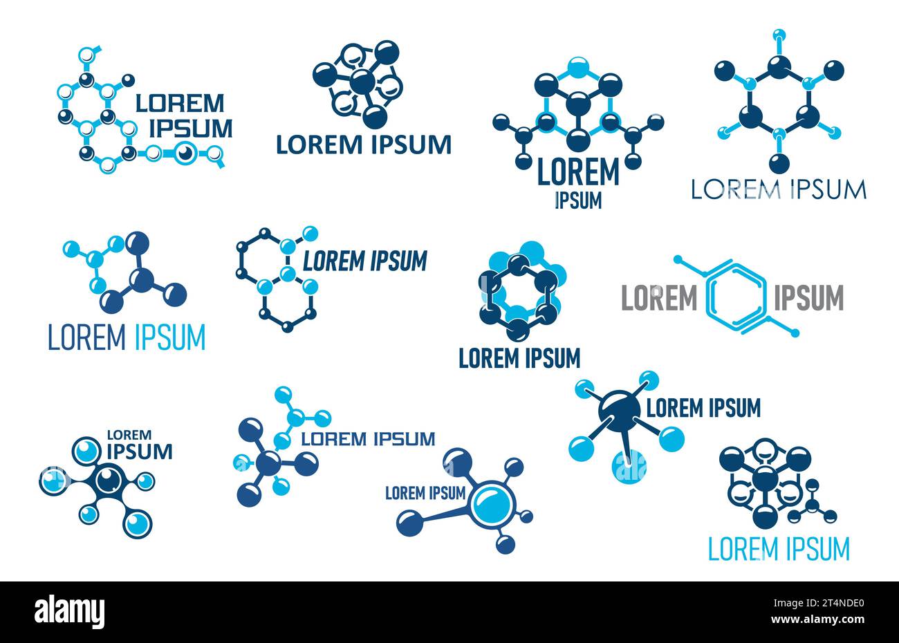 Molecule icons of vector science technology, medicine, chemistry and ...