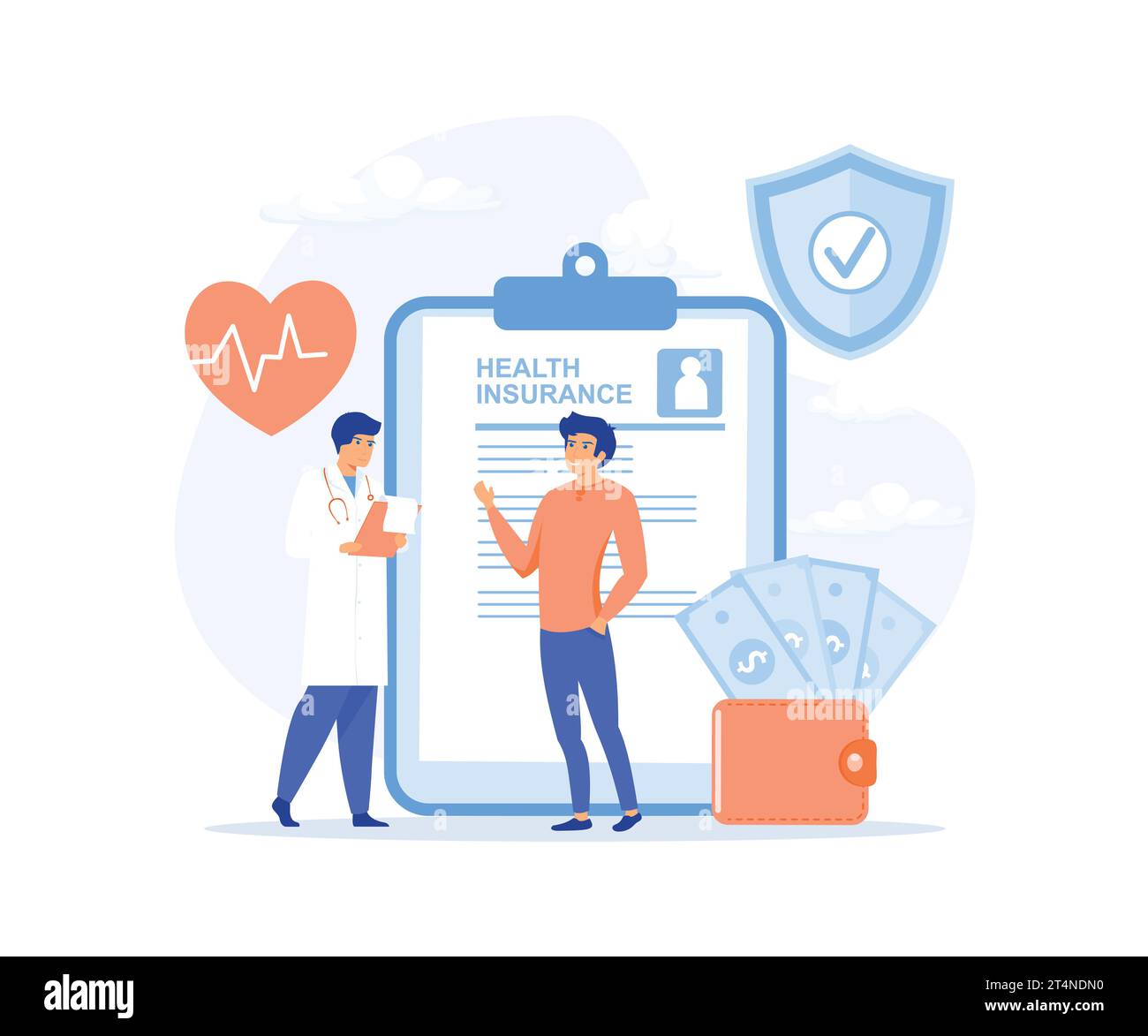 Health insurance concept, doctor and patient with health insurance form ...