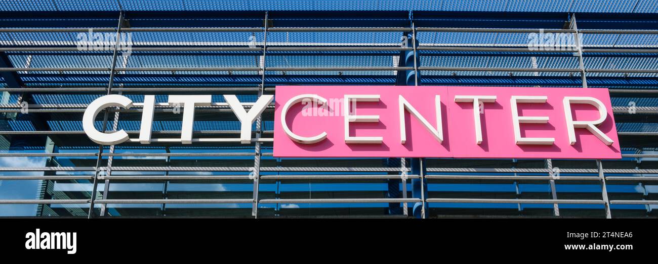 Modern facade with sign Citycenter Stock Photo - Alamy