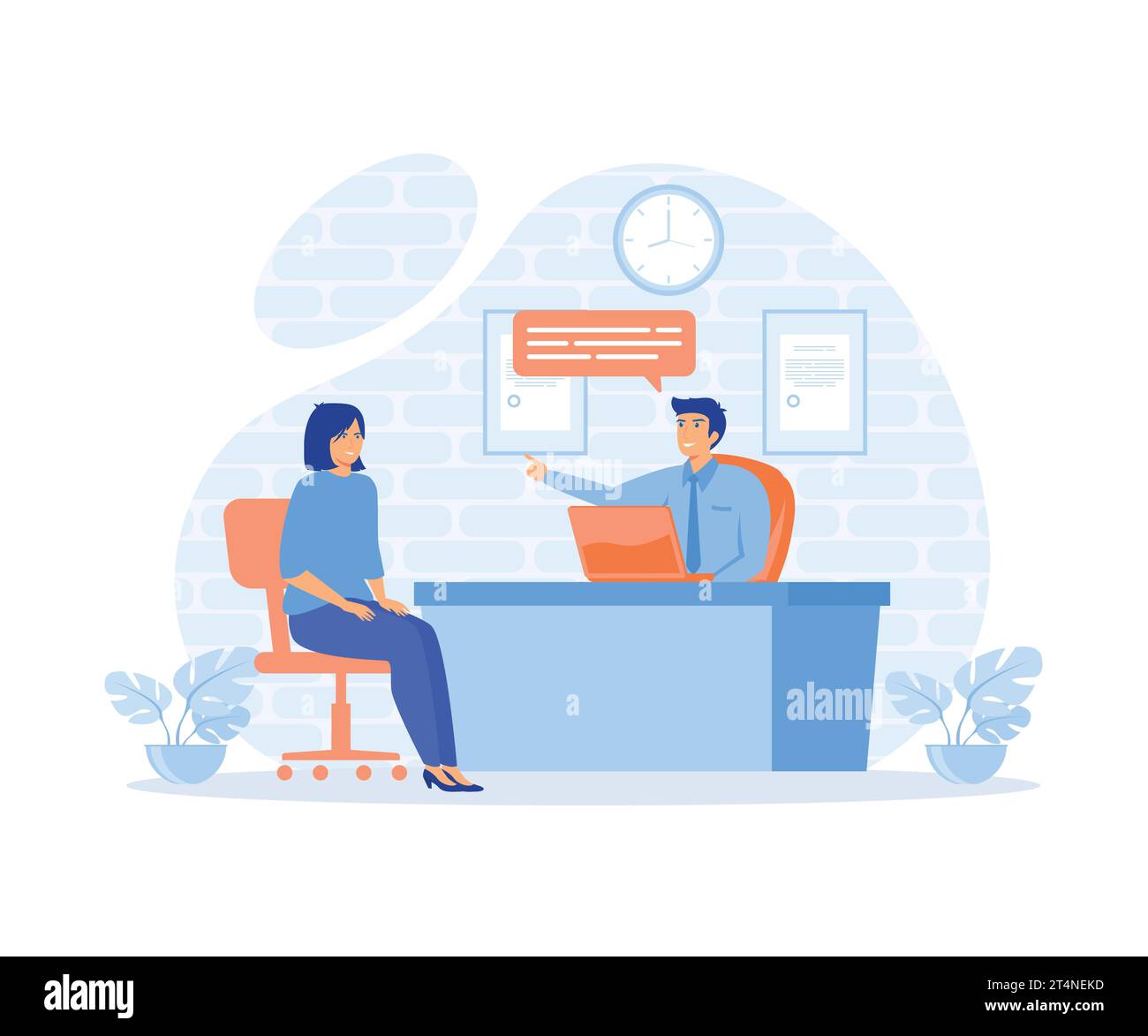 job interview concept, Woman having a job interview with Businessman HR ...