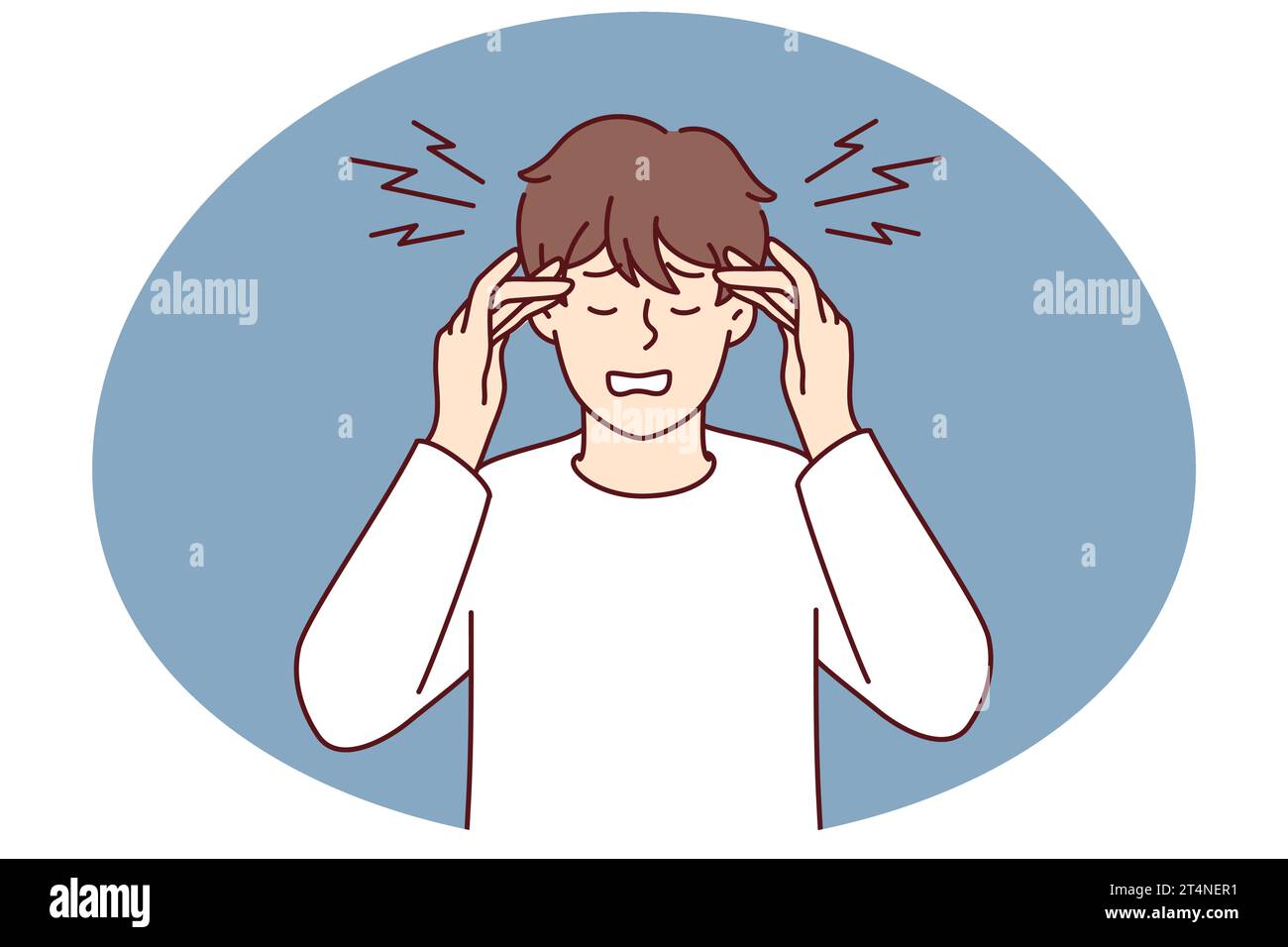 Suspicious young man look in door lock. Smiling guy peep in door hole ...