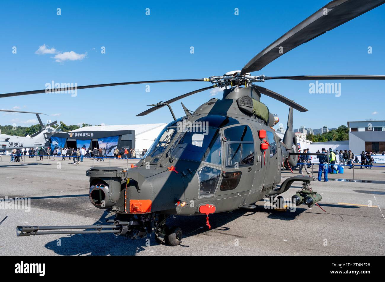 Seongnam, South Korea - Oct 21 2023: LAH (Light Armed Helicopter) displayed at Seoul airshow ...
