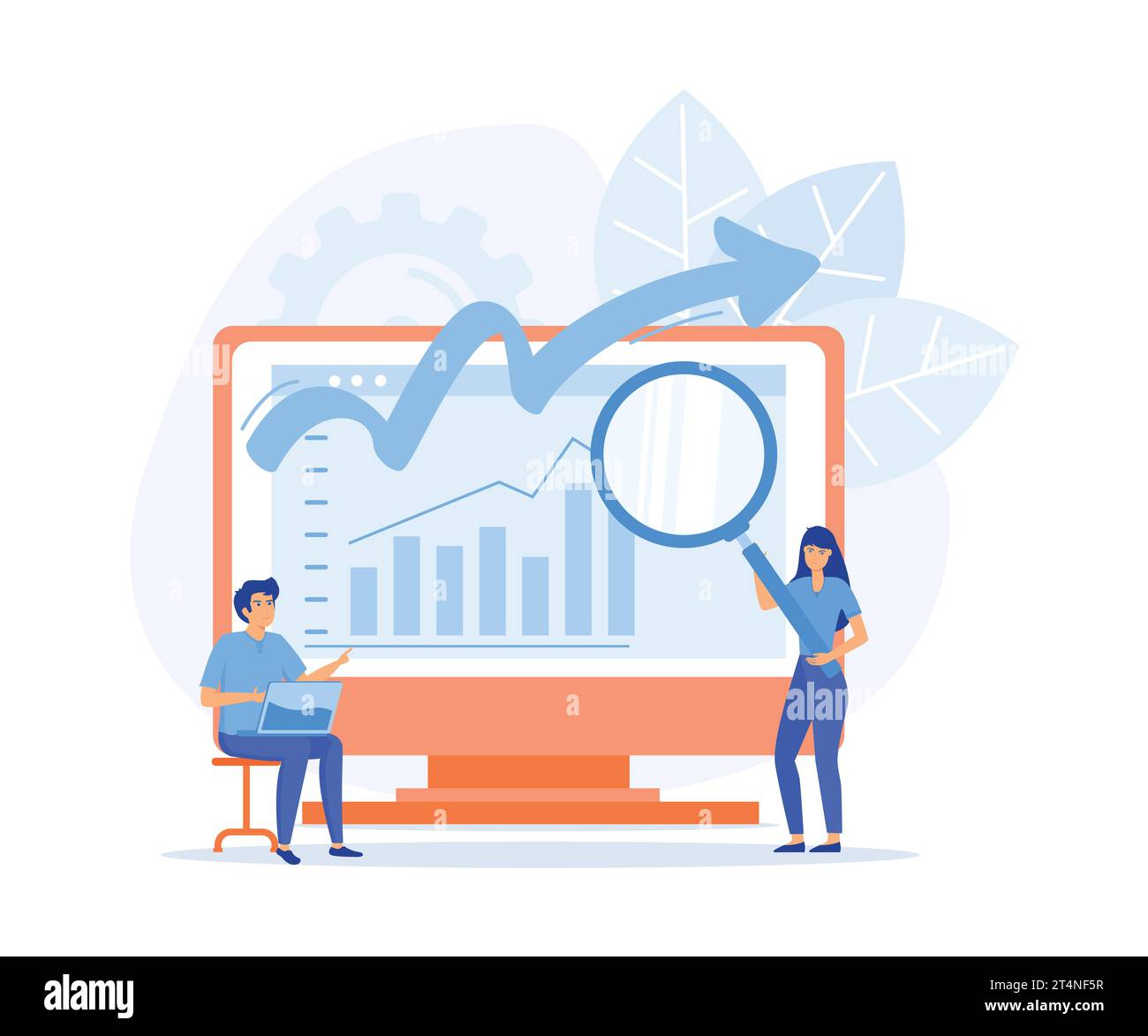 Digital marketing and promotion, Characters analyzing graph, charts and ...