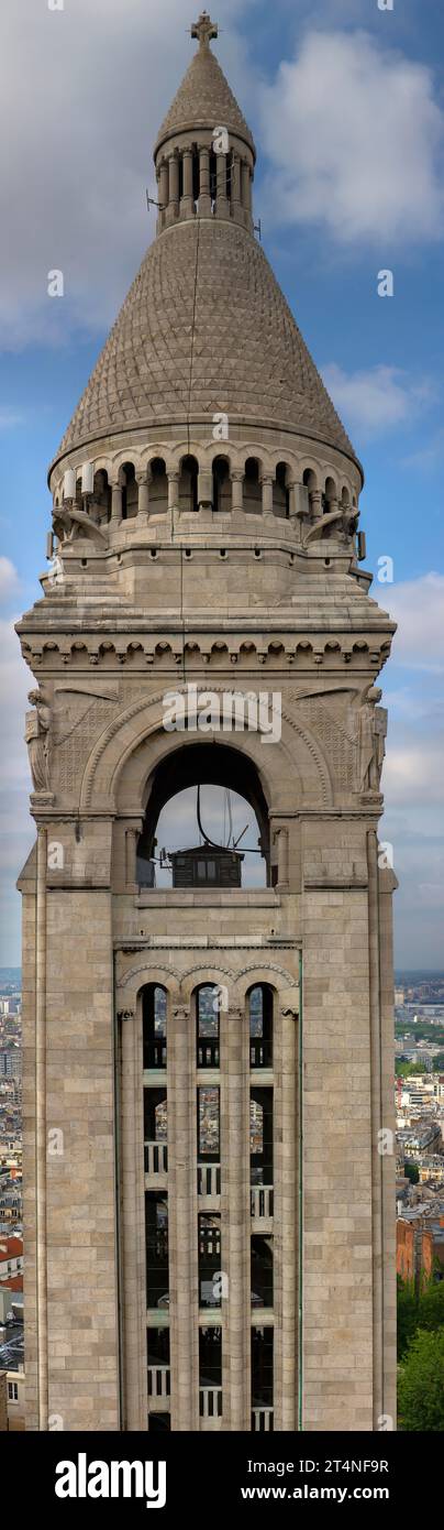 Bell tower of the Sacre Coeur Basilica, Montmartre, Paris, France Stock ...
