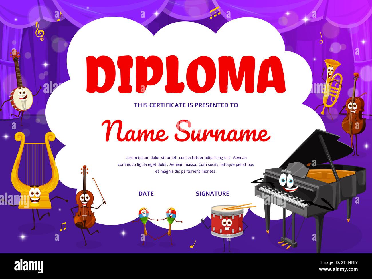 Child piano certificate Stock Vector Images - Alamy