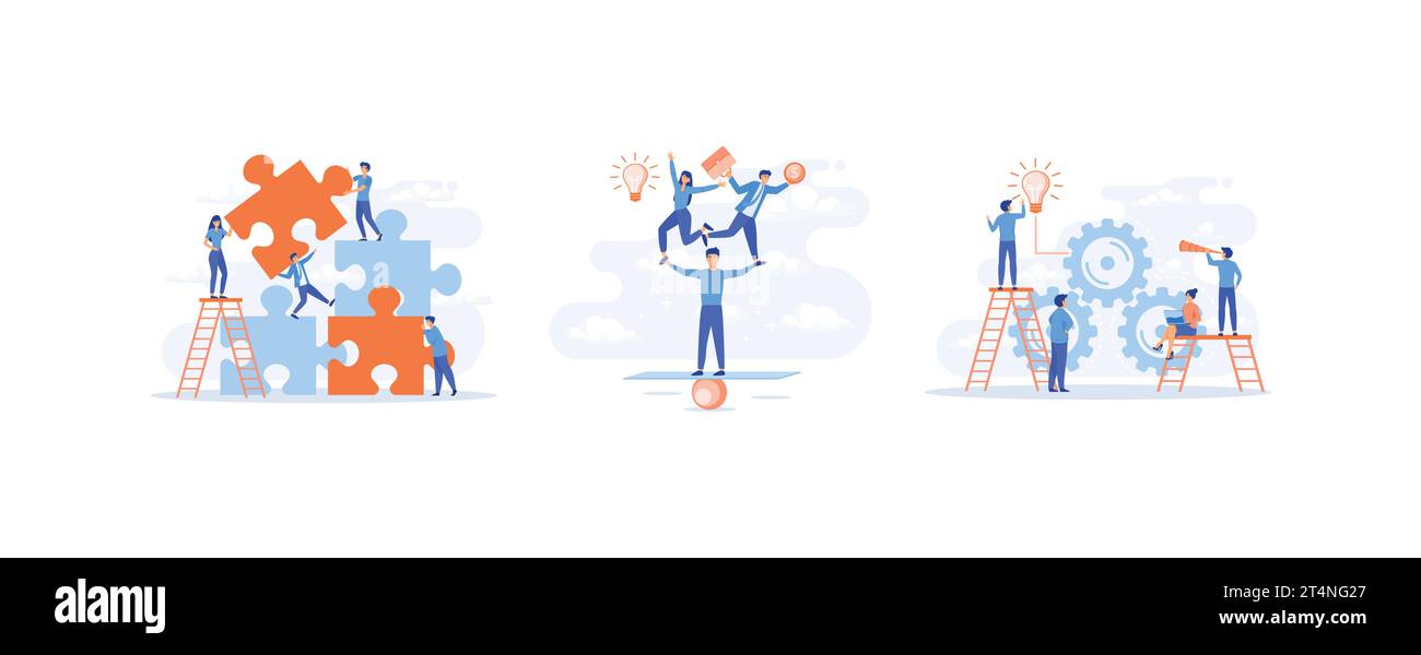 Business concept, teamwork, cooperation, partnership. good balance between idea, time and work ...