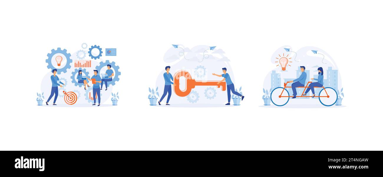 Communication and teamwork concept, people working together in team ...