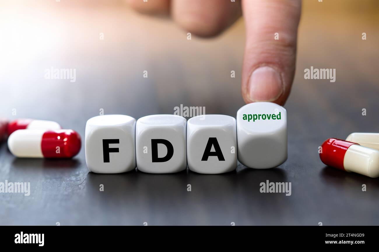 Dice form the expression FDA (Food and Drug Administration) approved ...