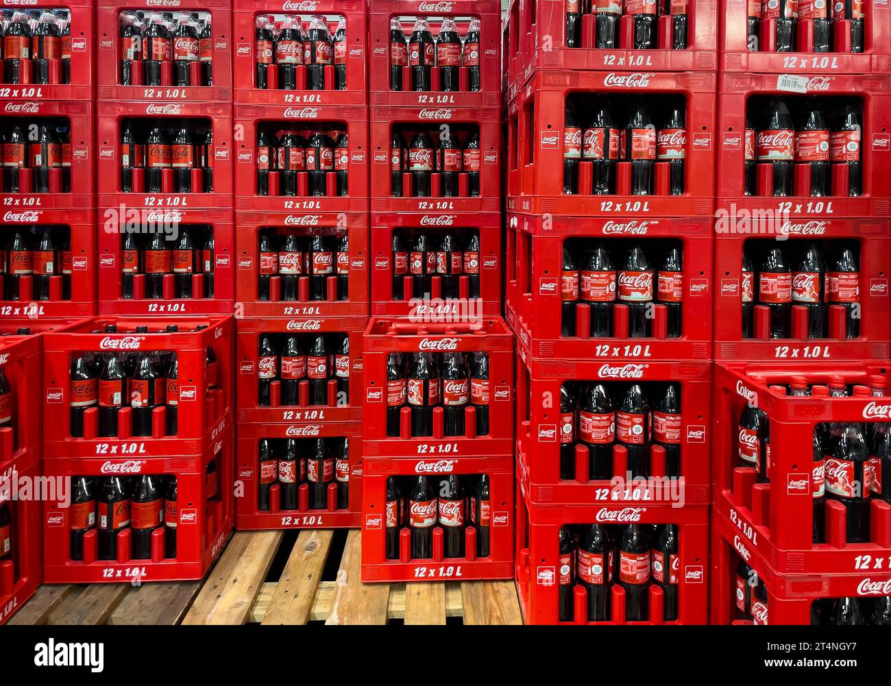 Display of in wholesale on pallet wooden pallet side by side one above ...