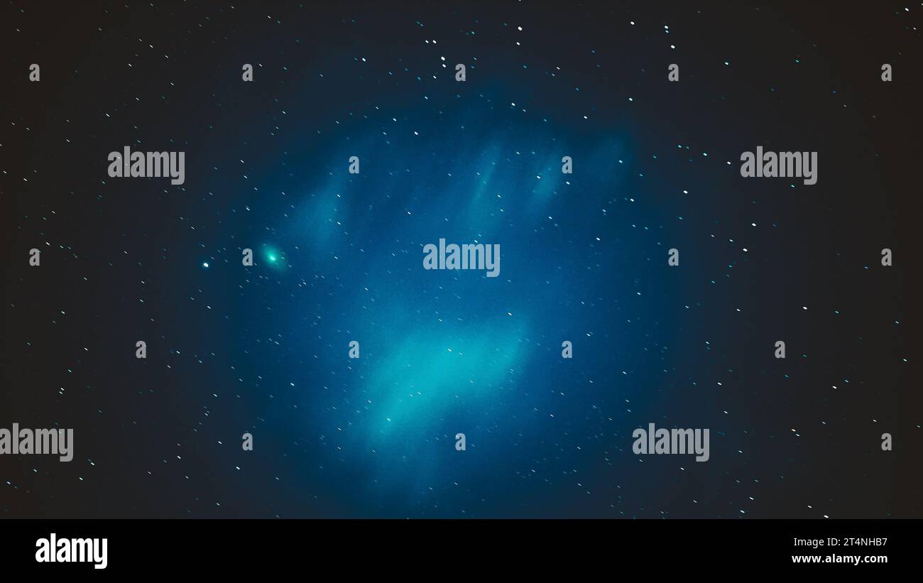 Comet C 2022 E3 ztf Shines Bright Green Color In Dark Night Starry Sky ...