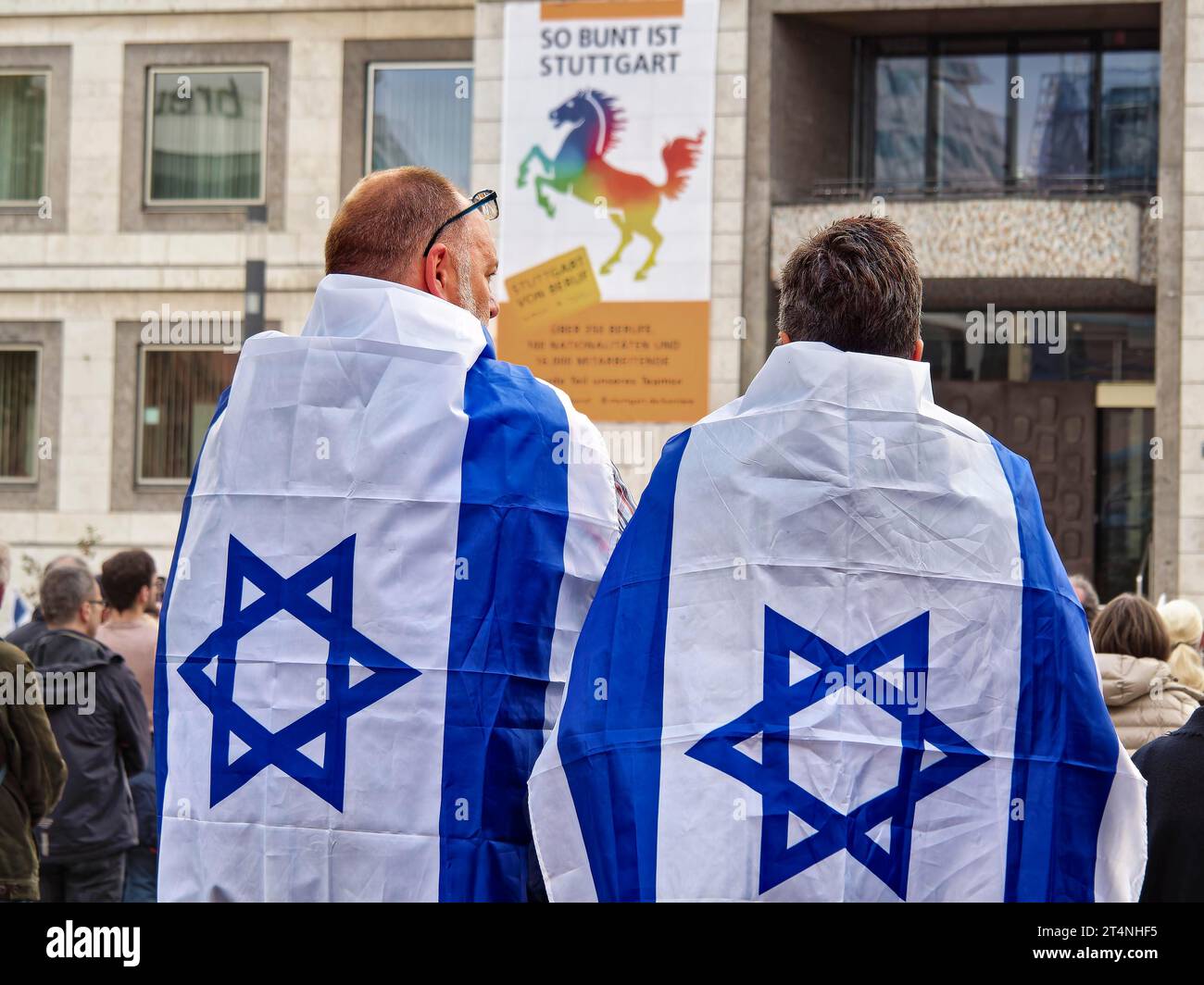 Pro-Israeli rally on Stuttgart's market square. Demonstration, rally ...