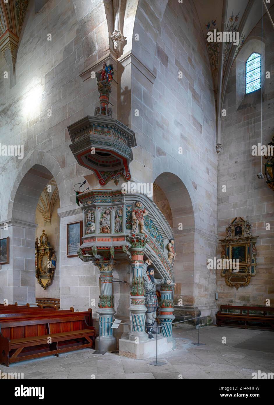 Interior view, stucco pulpit by Konrad Wagner with larger-than-life ...