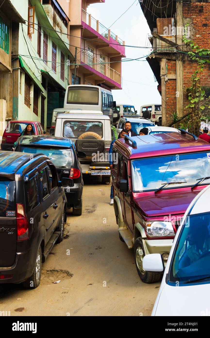 Traffic jam in narrow streets, Kohima, Nagaland, India Stock Photo - Alamy