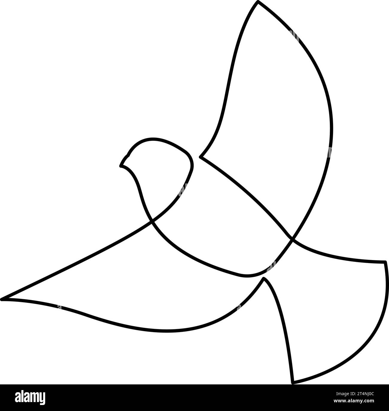 One line sparrow flies design silhouette. Hand drawn minimalism style ...