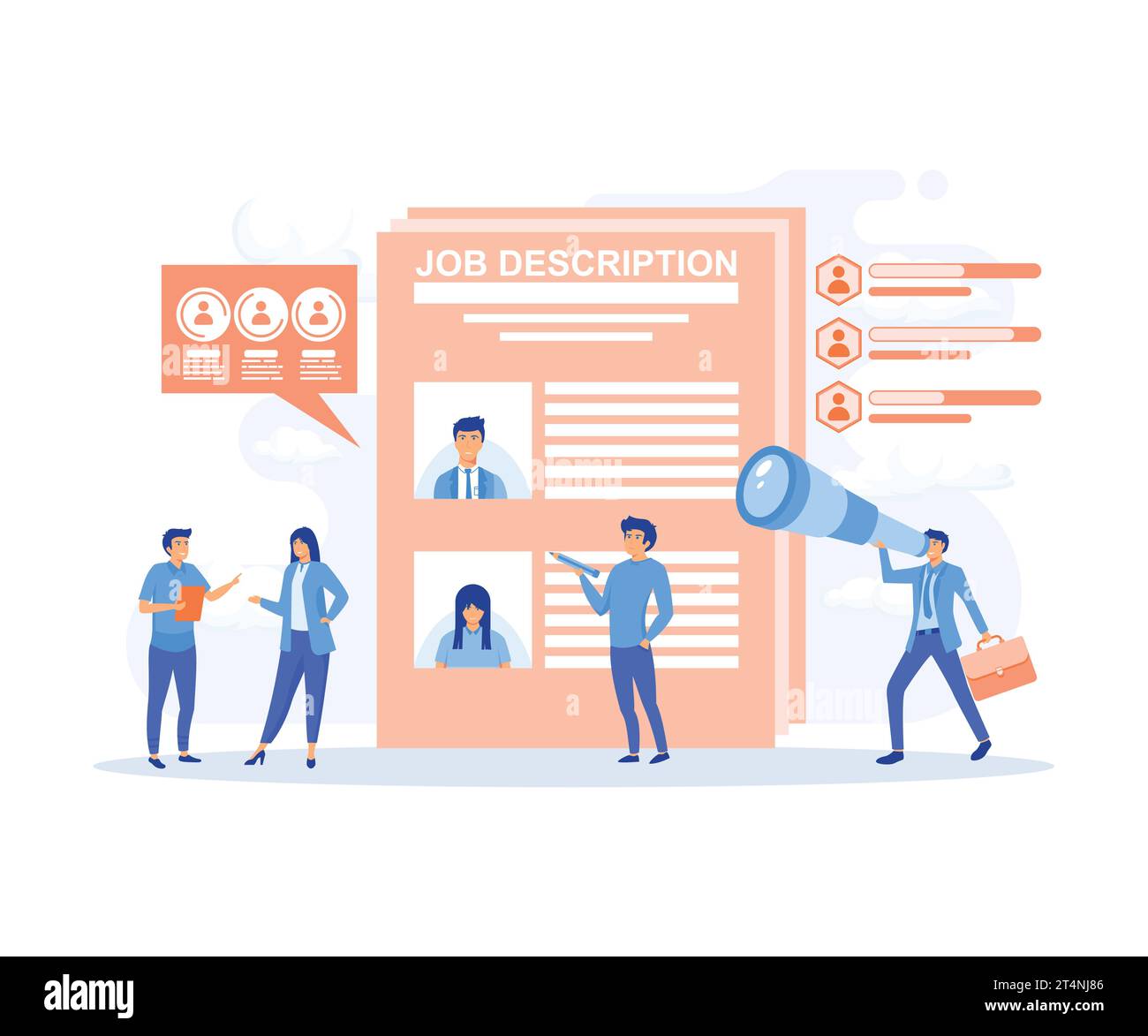 Work Descriptions Concept. Characters Reading Personnel Resume ...