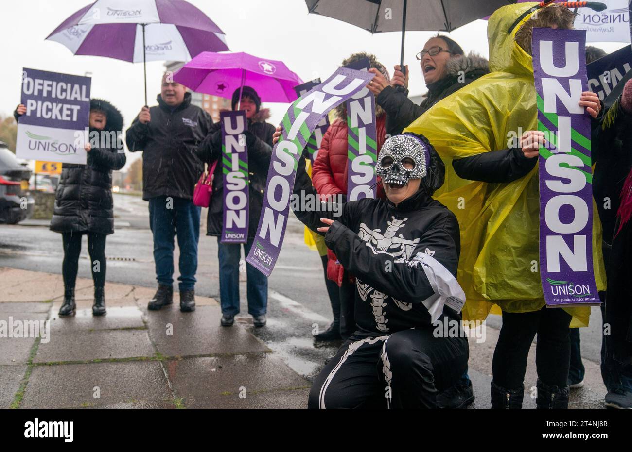 School support staff on the picket line outside Castlehead High School ...
