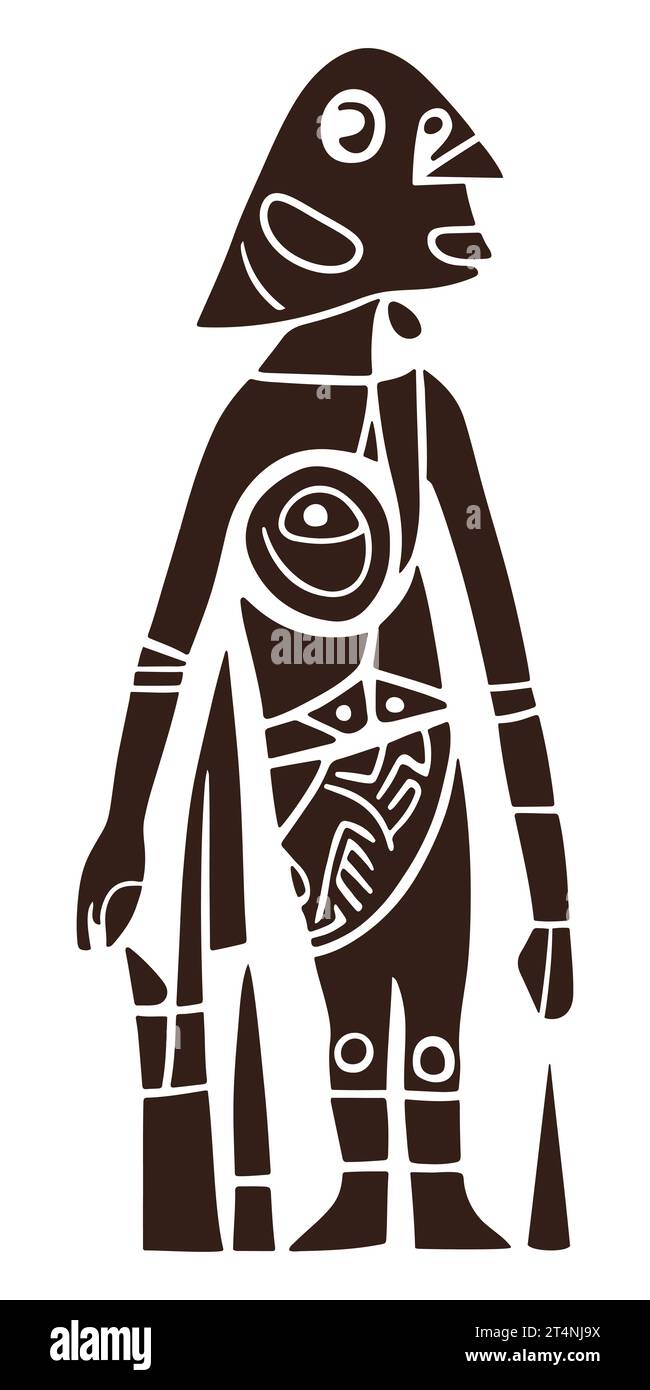 Illustration of the figure in the style of primitive and indigenous art ...