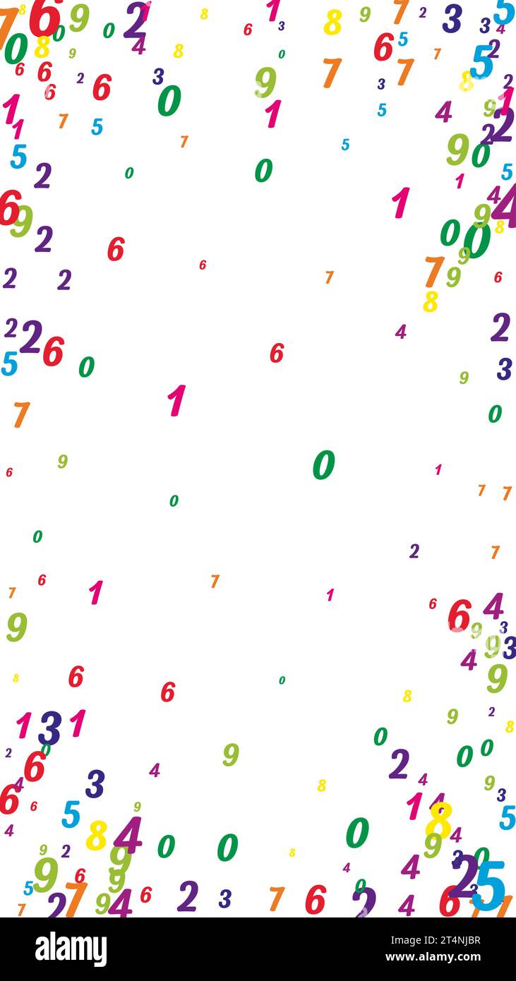 Flying colorful digits and numbers. School math notebook cover. Back to ...