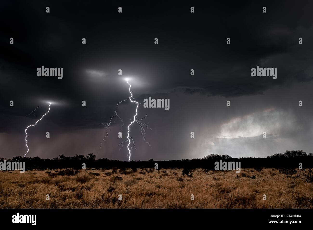 Rare thunderstorm and lightning in Central Australia's desert Stock ...