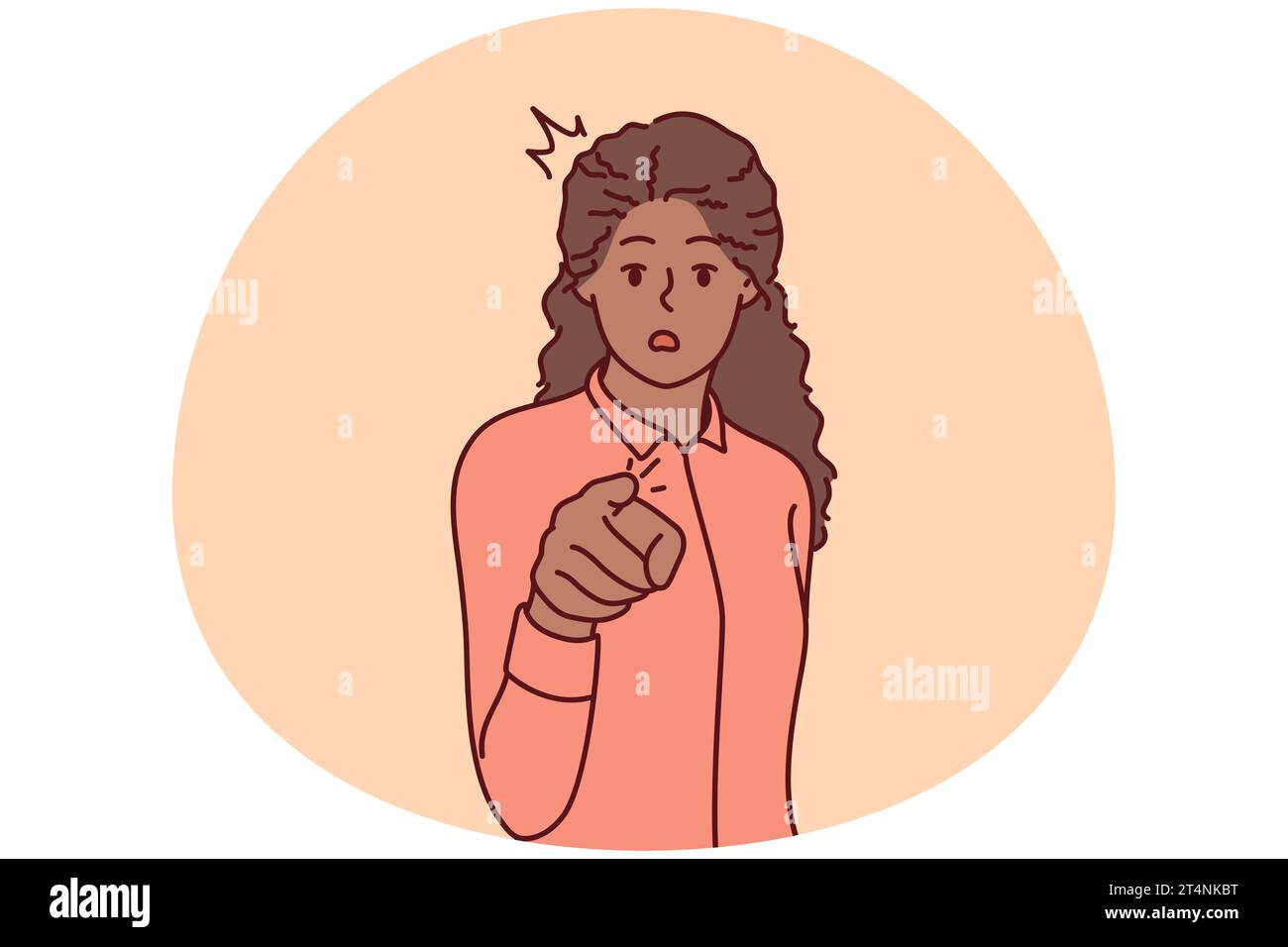 Stunned African American woman point at screen choose you. Amazed black ...