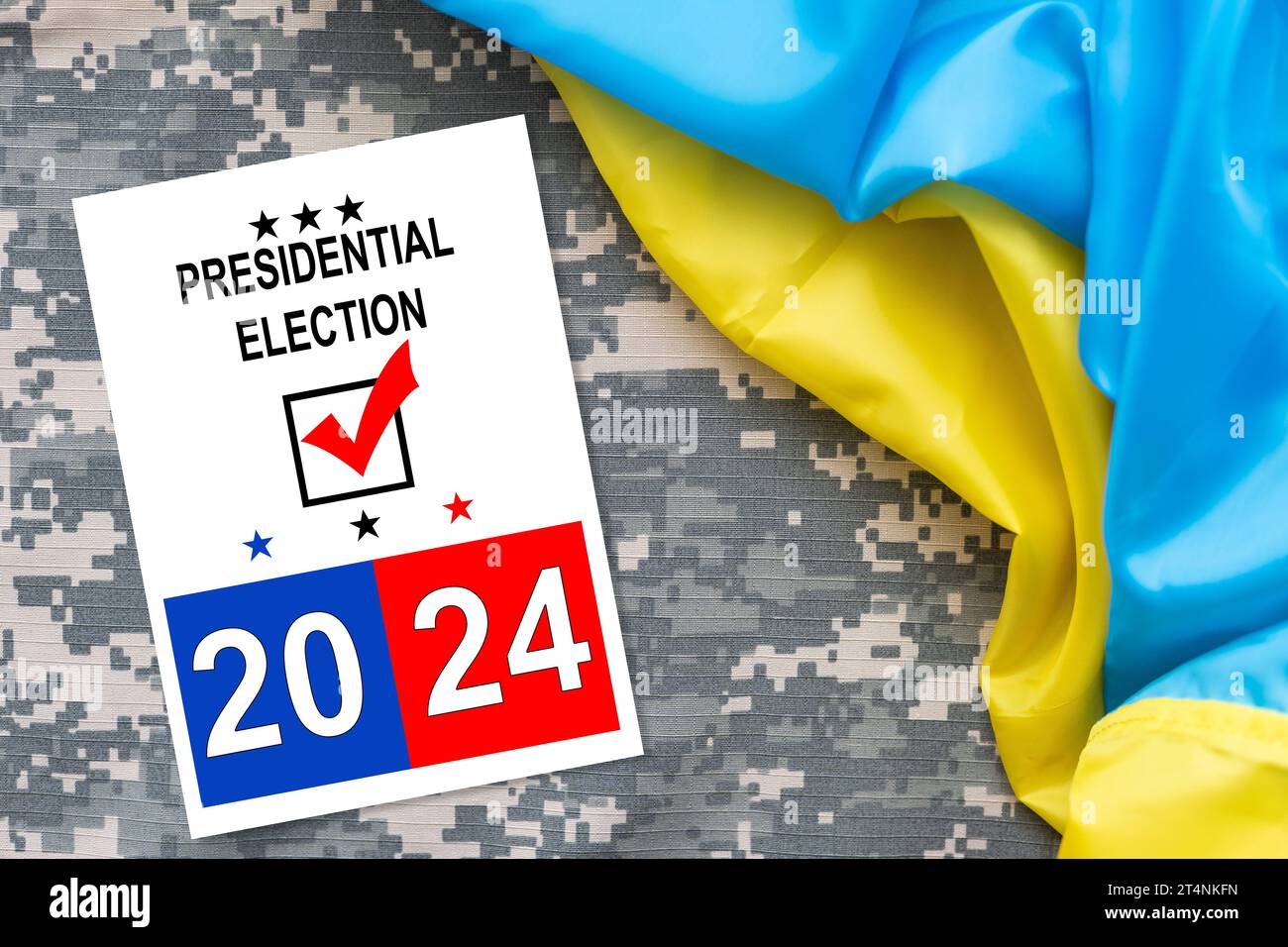 Presidential Election 2024 text on white paper over Waving American ...