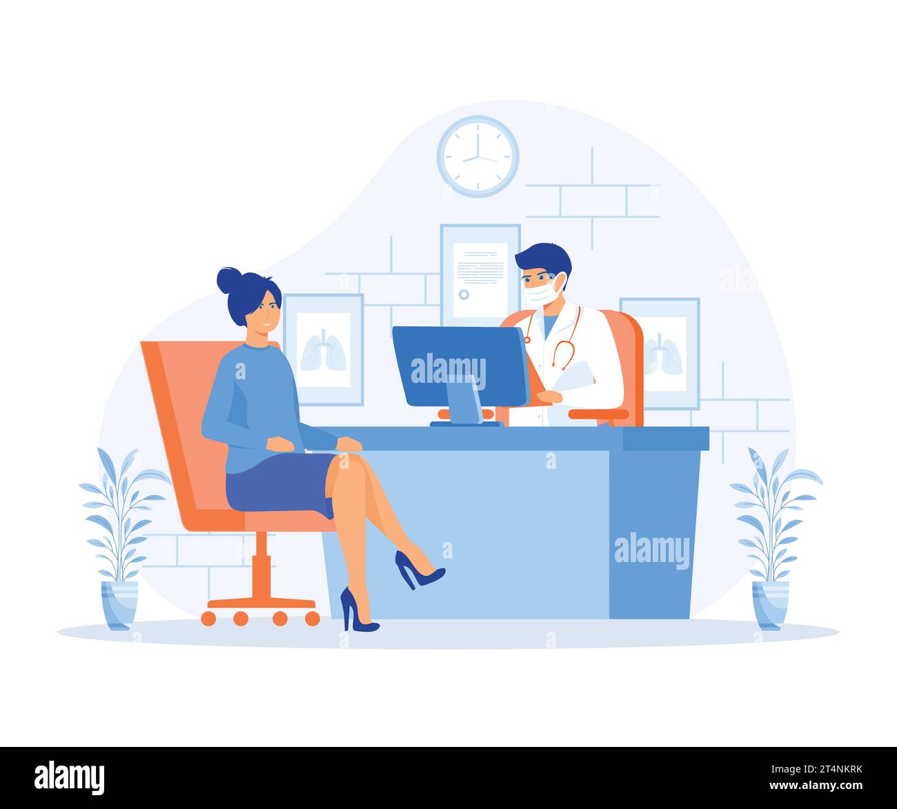Female therapist in mask consulting Stock Vector Images - Alamy