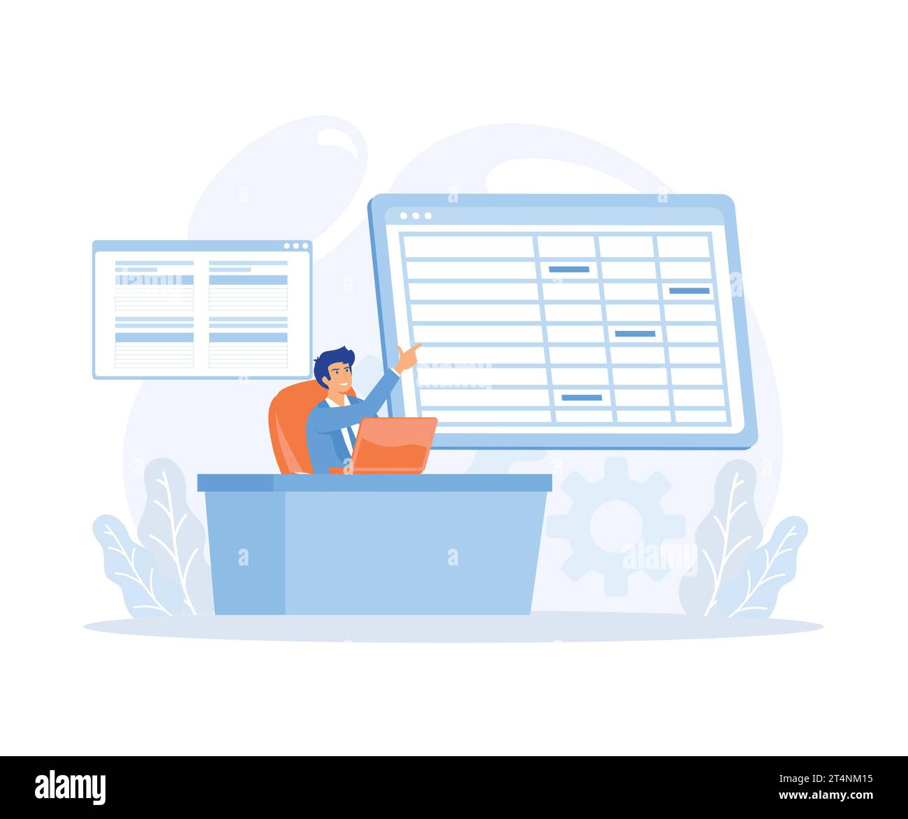 Man Working With Big Data And Databases Making Analysis And Report With Spreadsheets On