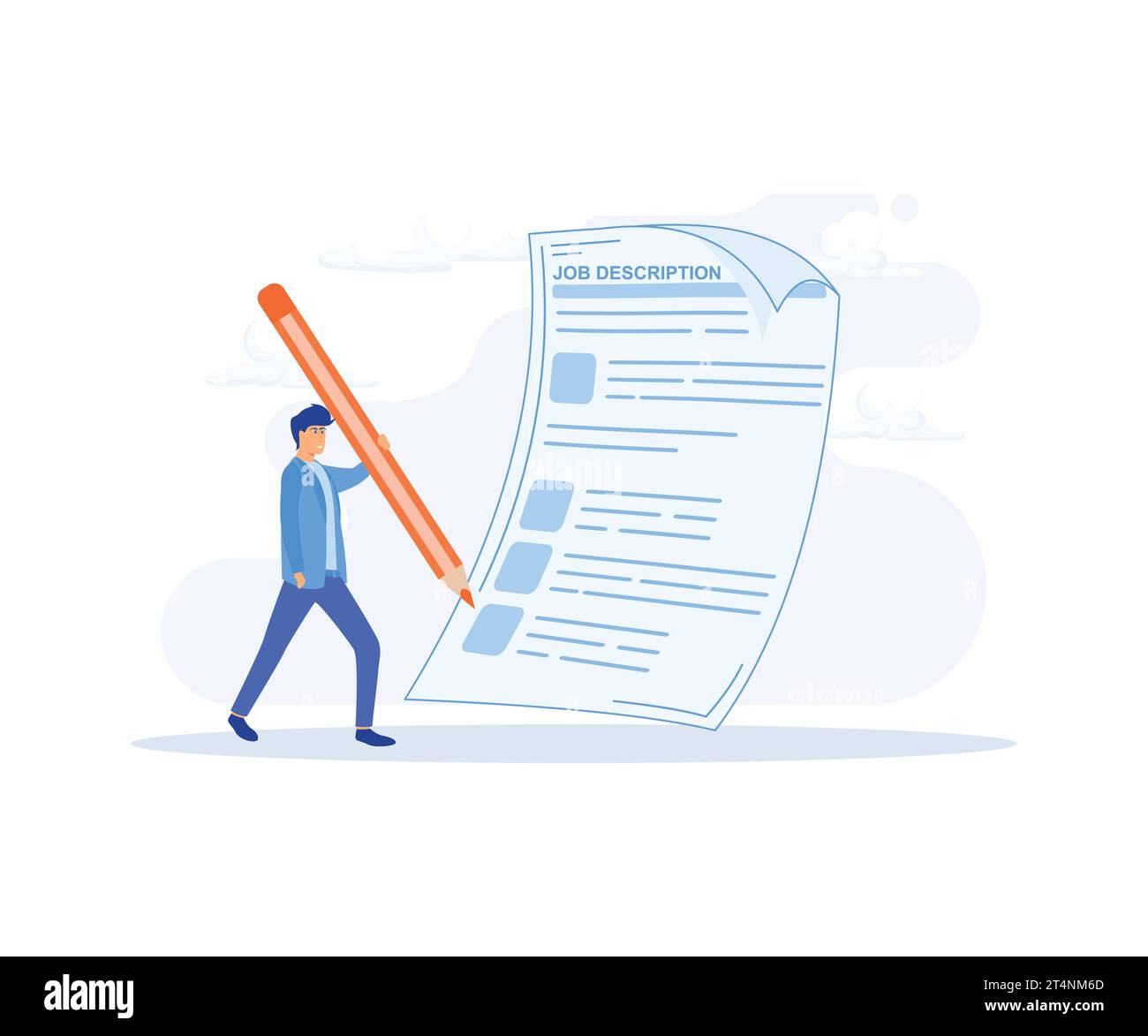 job description concept, Company employee writing job description in ...