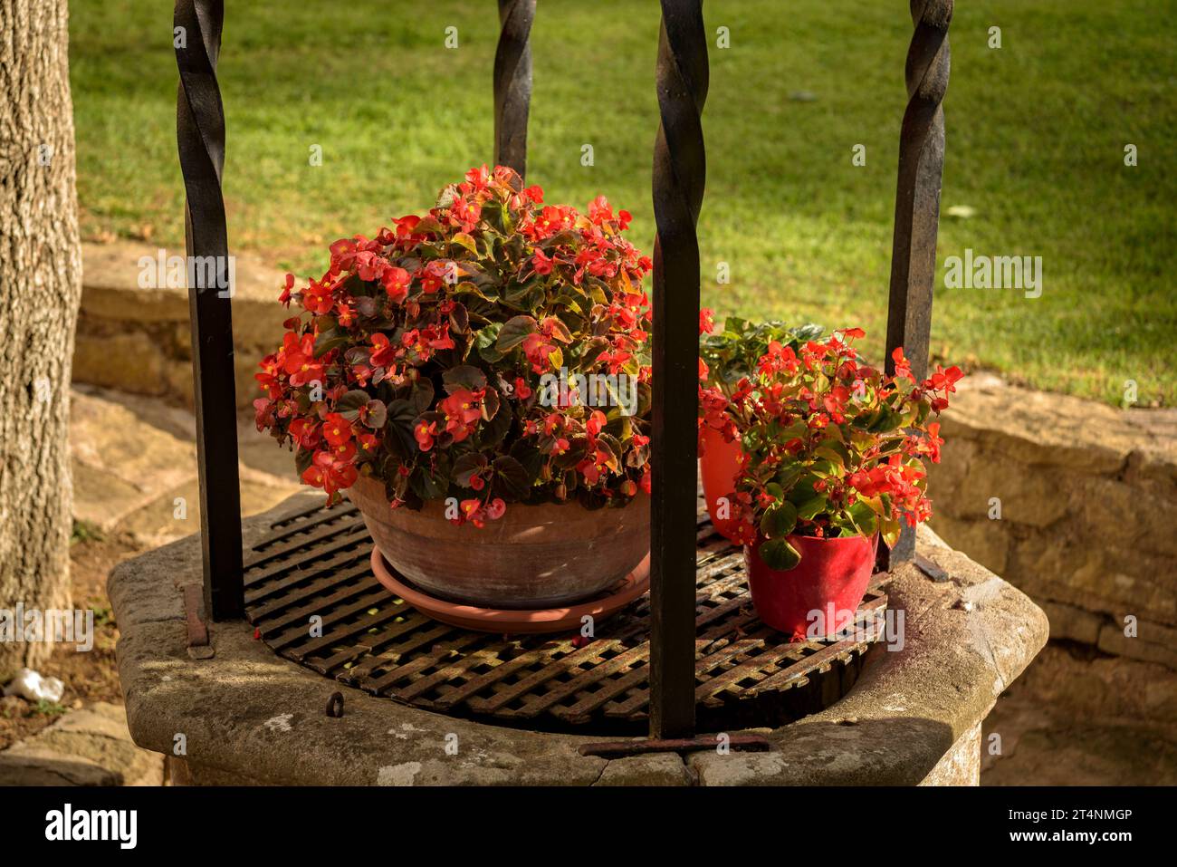 Details of the exterior of the Mas Torrents rural country house, in ...