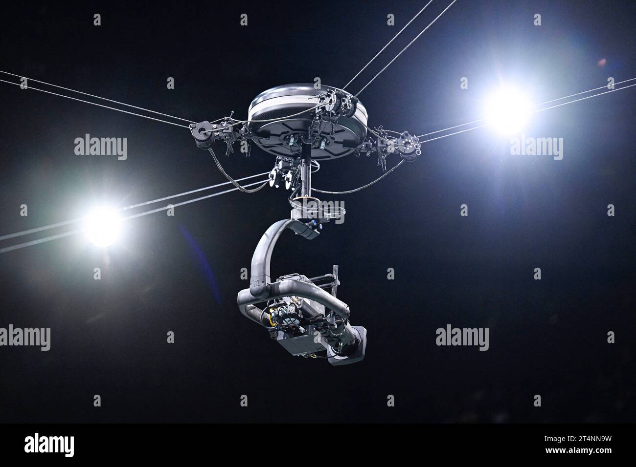 Paris, France. 30th Oct, 2023. Illustration picture shows a spidercam ...