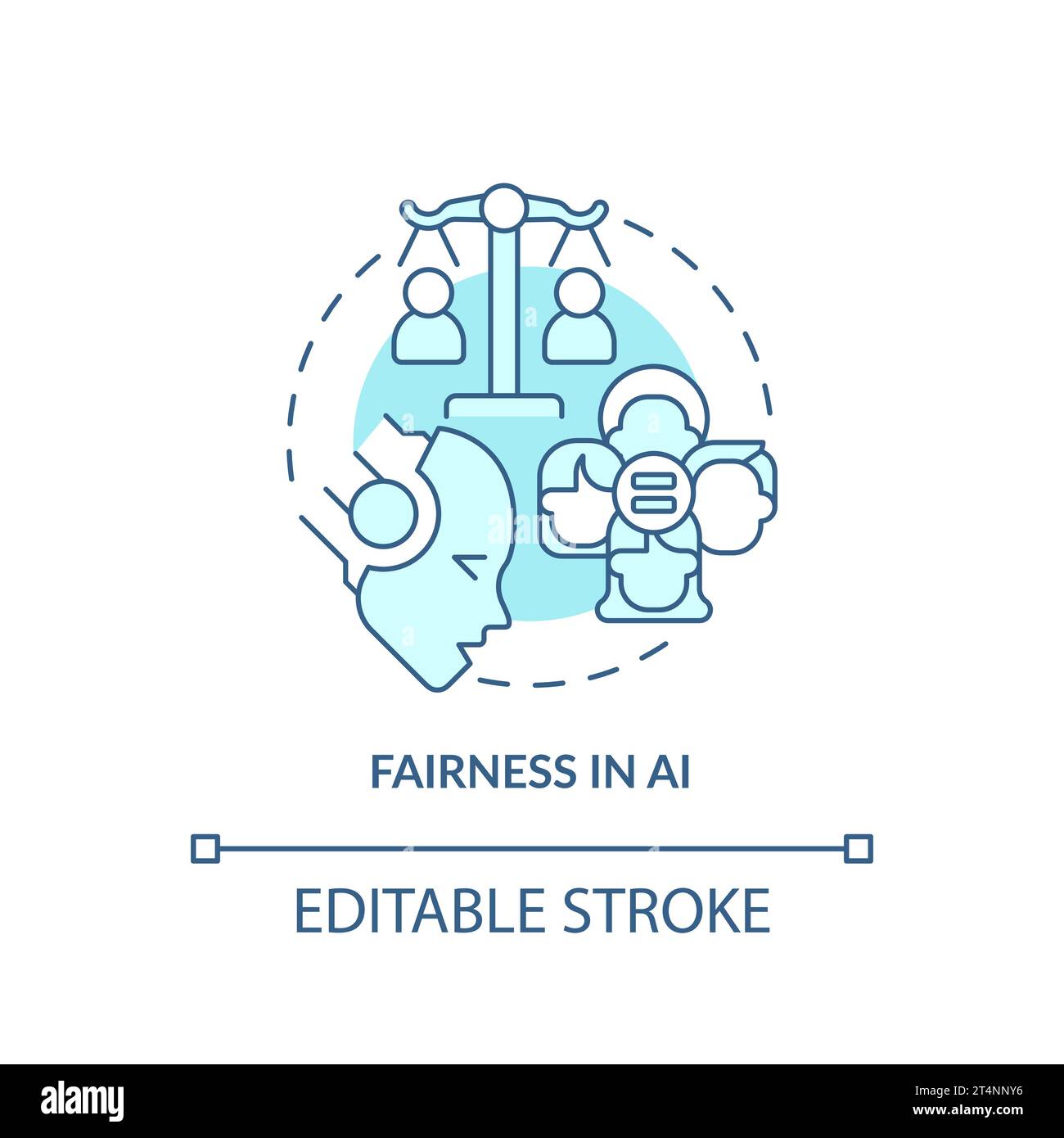 2D thin line blue icon fairness in AI concept Stock Vector Image & Art ...